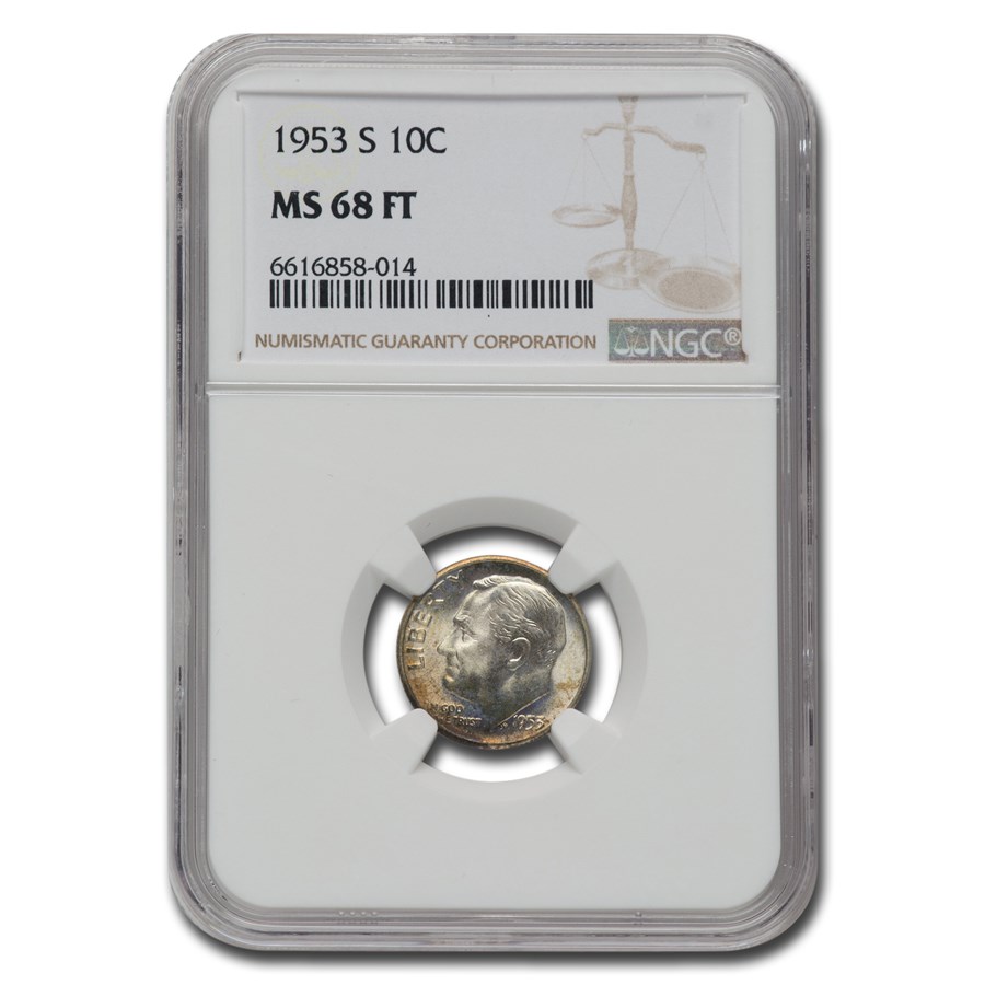 1953-S Roosevelt Dime MS-68 NGC (FT)