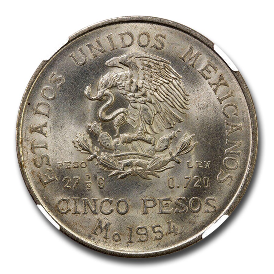 Buy 1954-Mo Mexico Silver 5 Pesos MS-65 NGC | APMEX