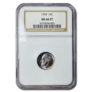 1954 Roosevelt Dime MS-66 NGC (FT)