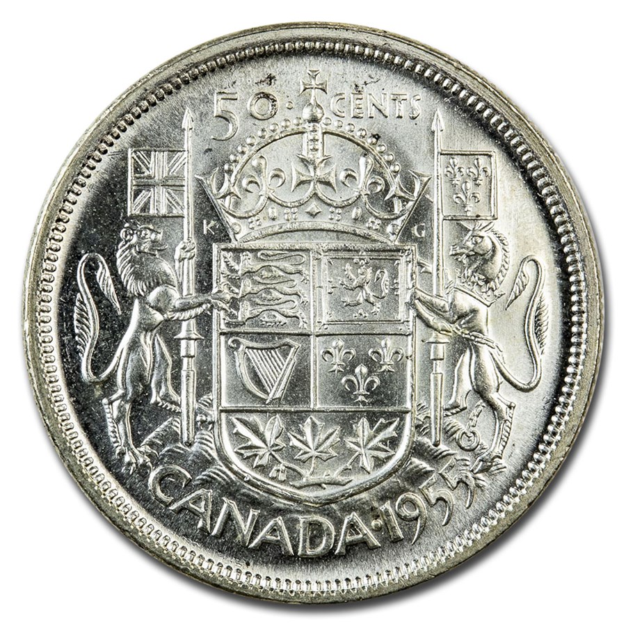 Buy 1955 Canada Silver 50 Cents Elizabeth II BU/Prooflike | APMEX