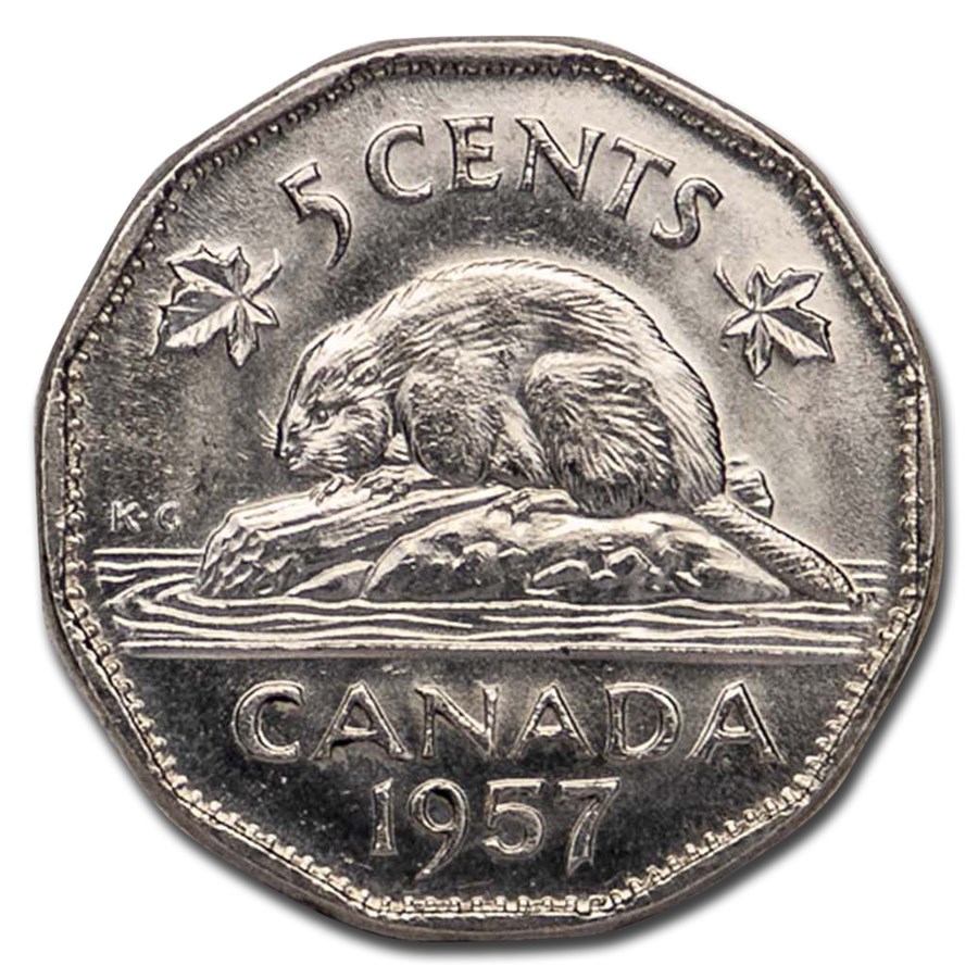 Buy 1957 Canada 5 Cents BU (Bug tail variety) | APMEX