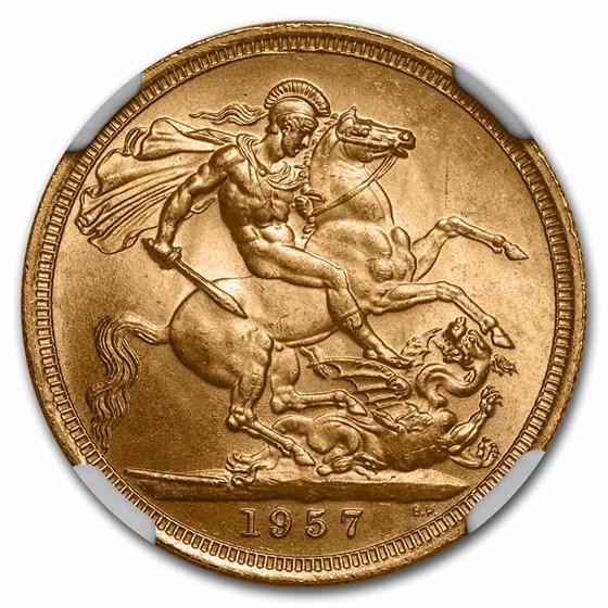 Buy 1957 Great Britain Gold Sovereign Elizabeth II MS-65 NGC | APMEX