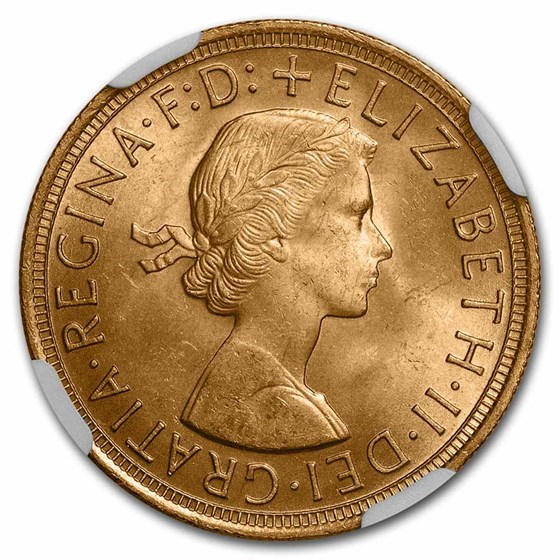 Buy 1957 Great Britain Gold Sovereign Elizabeth II MS-65 NGC | APMEX