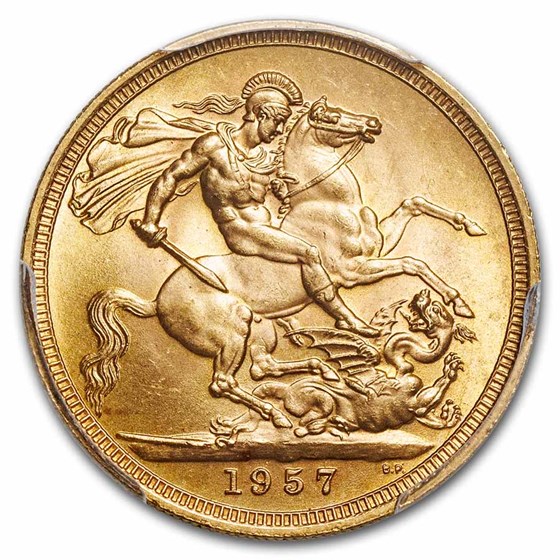 Buy 1957 Great Britain Gold Sovereign Elizabeth II MS-66 PCGS | APMEX