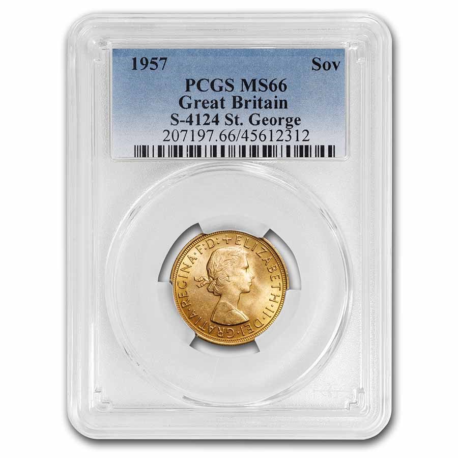 Buy 1957 Great Britain Gold Sovereign Elizabeth II MS-66 PCGS | APMEX