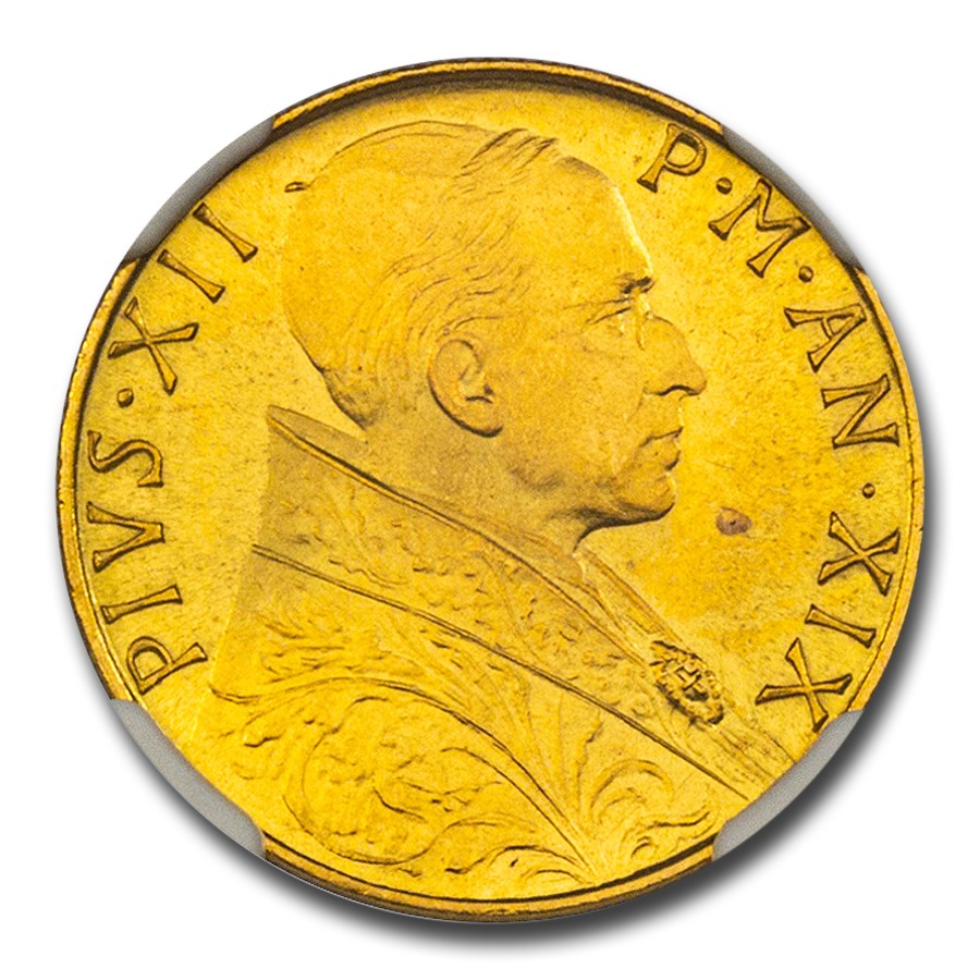 Buy 1957 Vatican City Gold 100 Lire Pius XII MS-66 NGC | APMEX