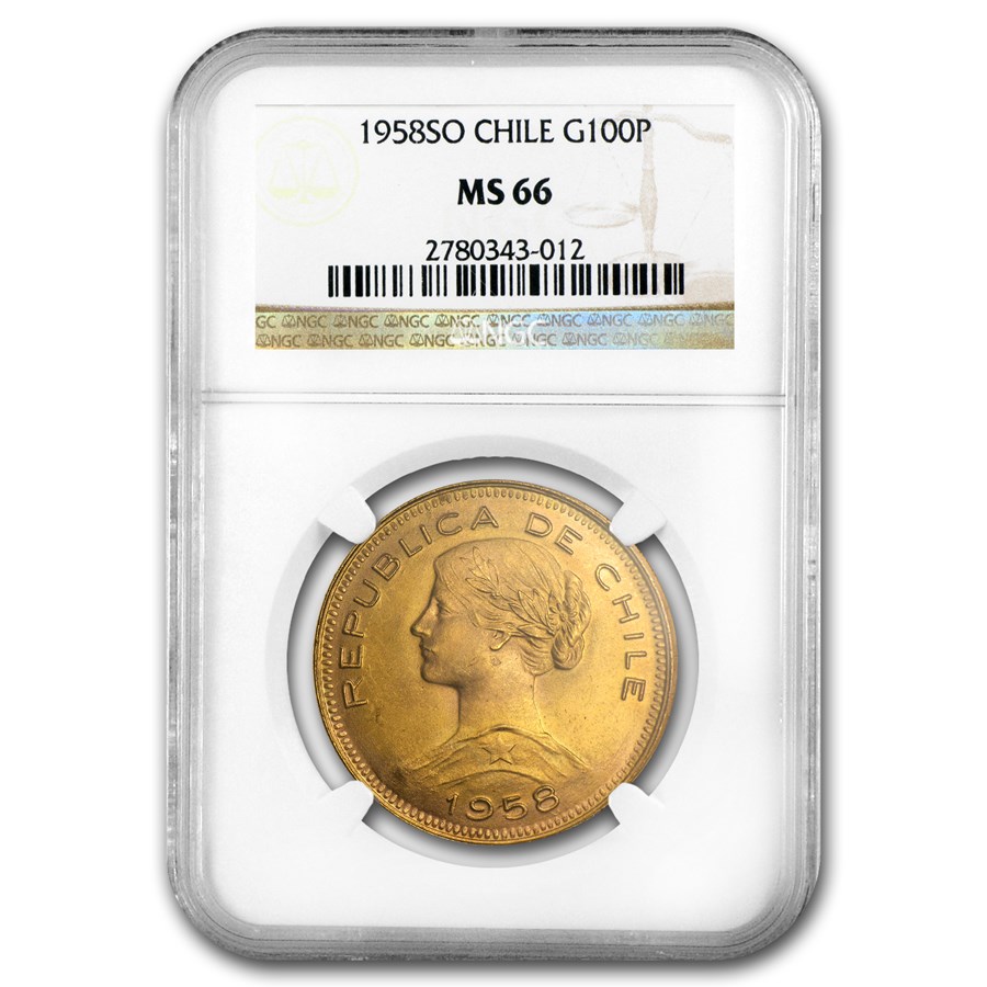 Buy 1958 Chile Gold 100 Pesos MS-66 NGC | APMEX