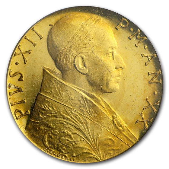 Buy 1958 Vatican City Gold 100 Lire Pope Pius XII MS-64 PCGS | APMEX