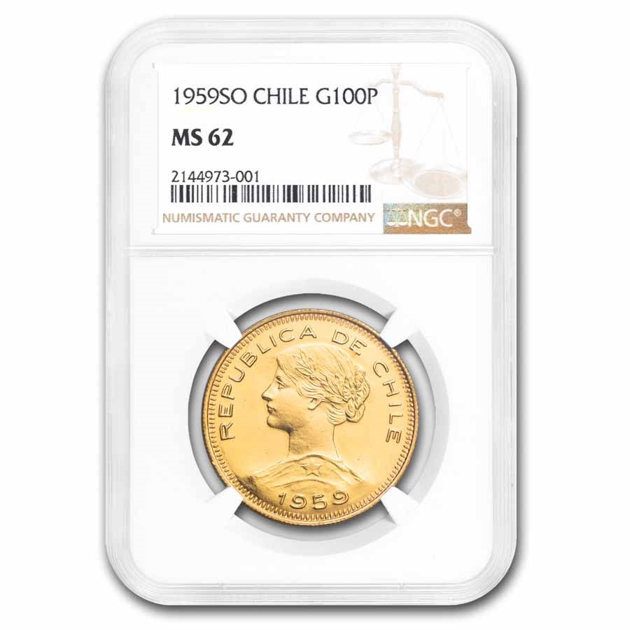 1959 Chile Gold 100 Pesos MS-62 NGC