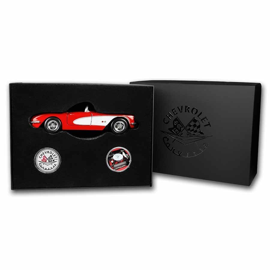 Buy 1959 Corvette 2 x 1 oz Ag Round & Die Cast Car Set (Box Damaged ...