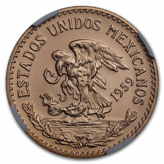 1959 Mexico Gold 20 Pesos MS-70 NGC (New Dies Restrike)