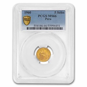 1960 Peru Gold 5 Soles Oro Liberty MS-66 PCGS