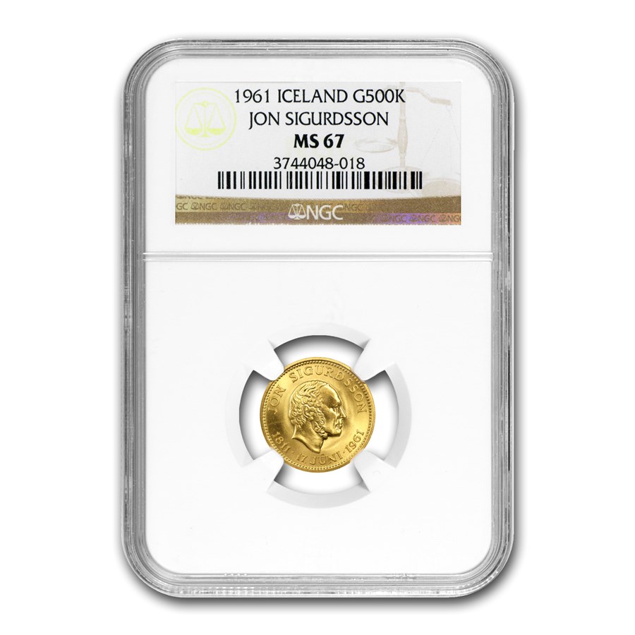 Buy 1961 Iceland Gold 500 Kronur Jon Sigurdsson MS-67 NGC | APMEX