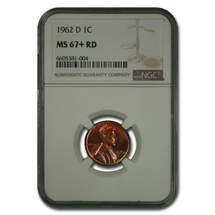 1962-D Lincoln Cent MS-67+ NGC (Red)