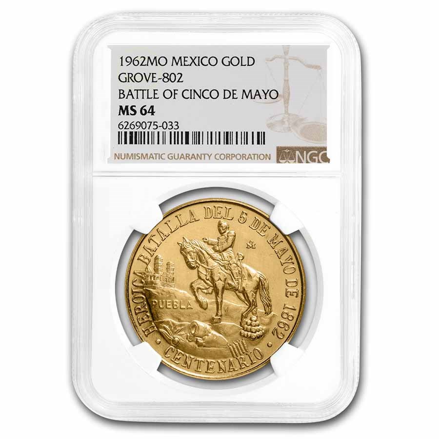 Buy 1962 Mexico Gold Cinco De Mayo Medal Ms 64 Ngc Apmex