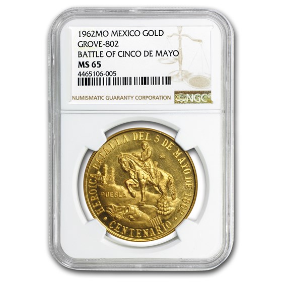 Buy 1962 Mexico Gold Cinco De Mayo Medal Ms 65 Ngc Apmex