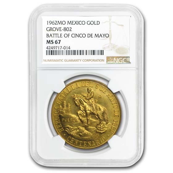 Buy 1962 Mexico Gold Cinco De Mayo Medal Ms 67 Ngc Finest Known Apmex