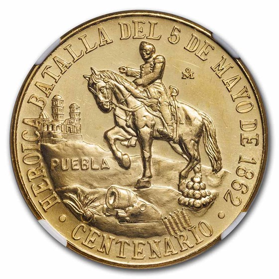 Buy 1962 Mexico Gold Cinco De Mayo Medallic 50 Peso Ms 64 Ngc Apmex