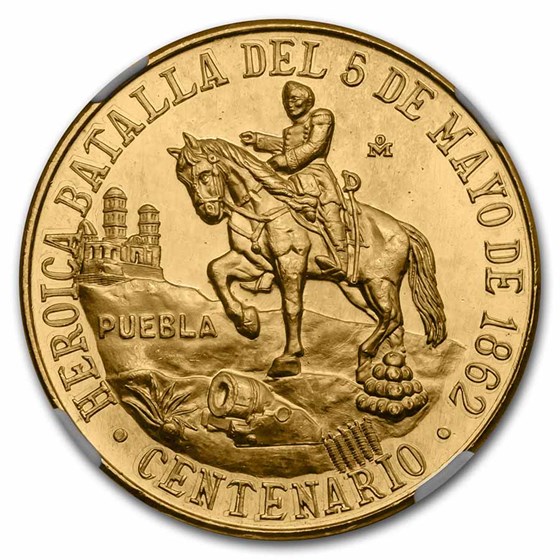 Buy 1962 Mexico Gold Cinco De Mayo Medallic 50 Peso Ms 66 Ngc Apmex