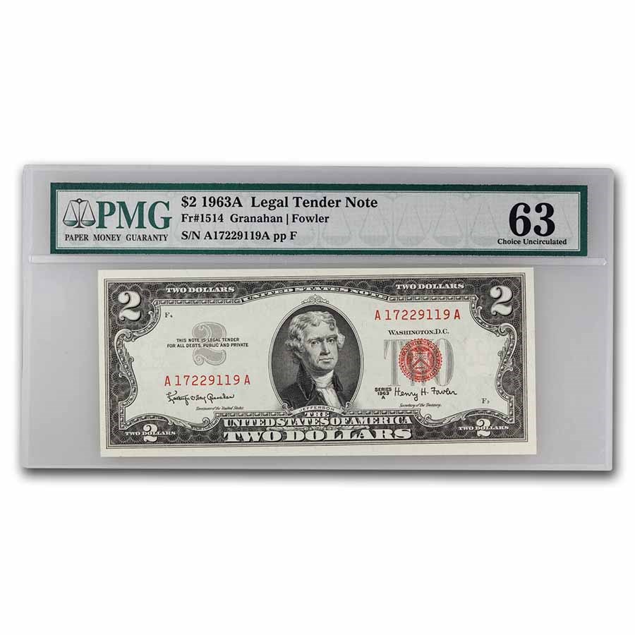 Buy 1963-A $2.00 U.S. Note Red Seal CU-63 PMG (Fr#1514) | APMEX