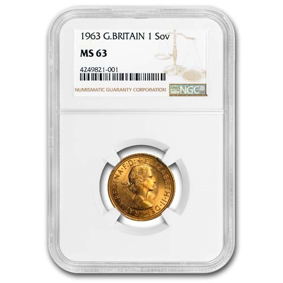 Buy 1963 Great Britain Gold Sovereign Elizabeth II MS-63 NGC | APMEX