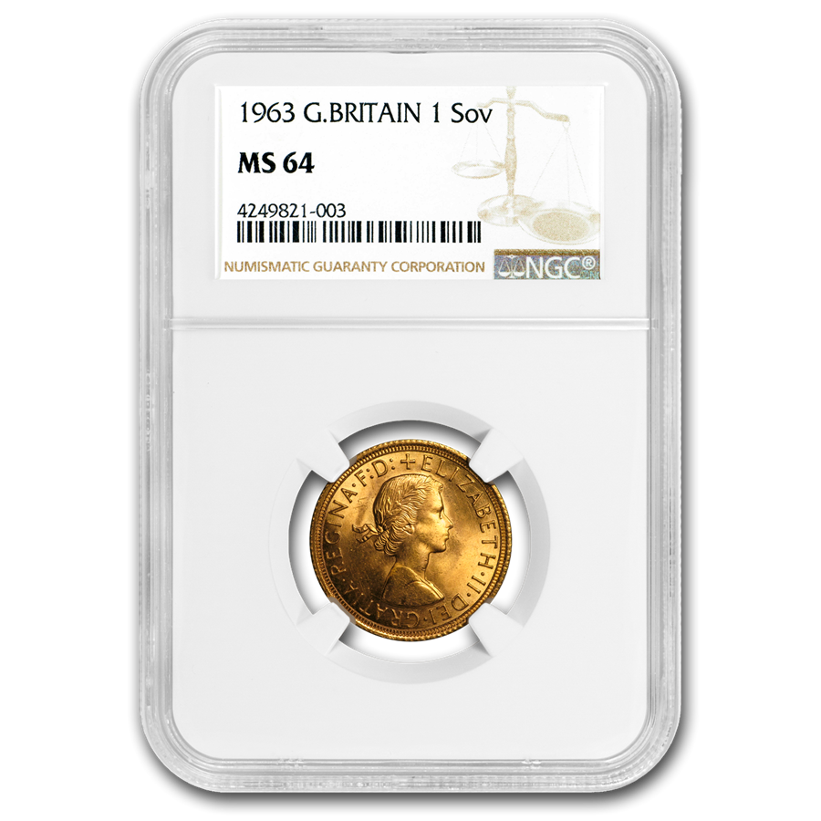 Buy 1963 Great Britain Gold Sovereign Elizabeth II MS-64 NGC | APMEX