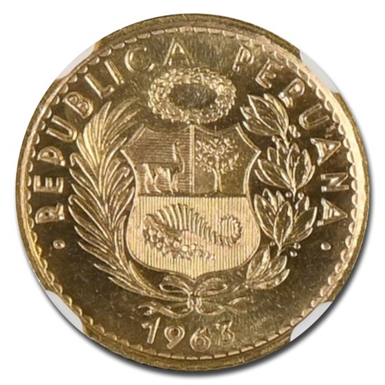 1963 Peru Gold 10 Soles Liberty MS-66 NGC