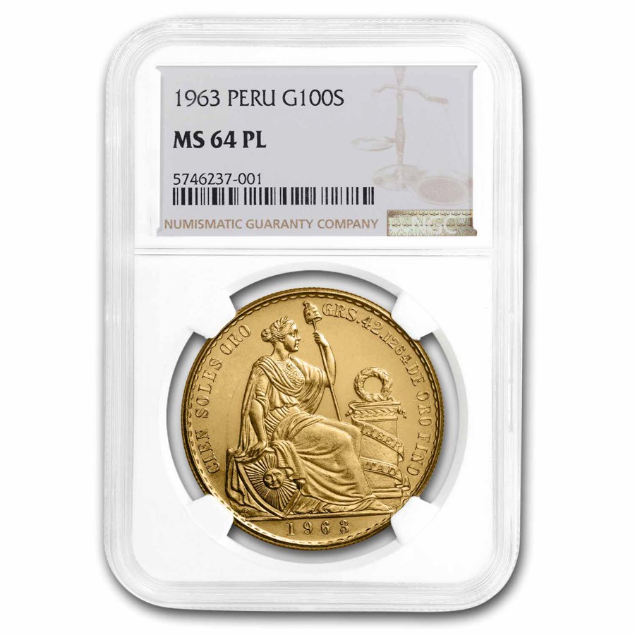 Buy 1963 Peru Gold 100 Soles MS-64 NGC PL | APMEX