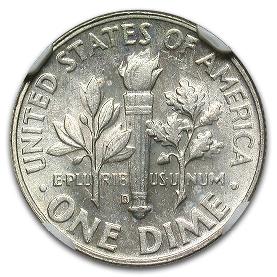 1964-D Roosevelt Dime MS-63 NGC (Obv Struck Thru Capped Die, FT)