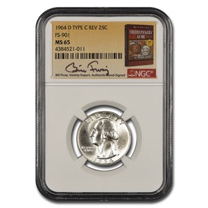 1964-D Washington Quarter MS-65 NGC (Type C Rev, FS-901, Fivaz)