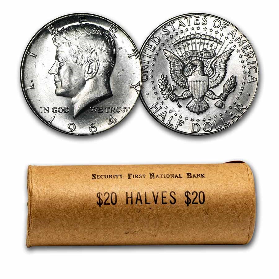 Buy 1964 Kennedy Half Dollar 40-Coin Shotgun Roll BU Box (25 rolls) | APMEX
