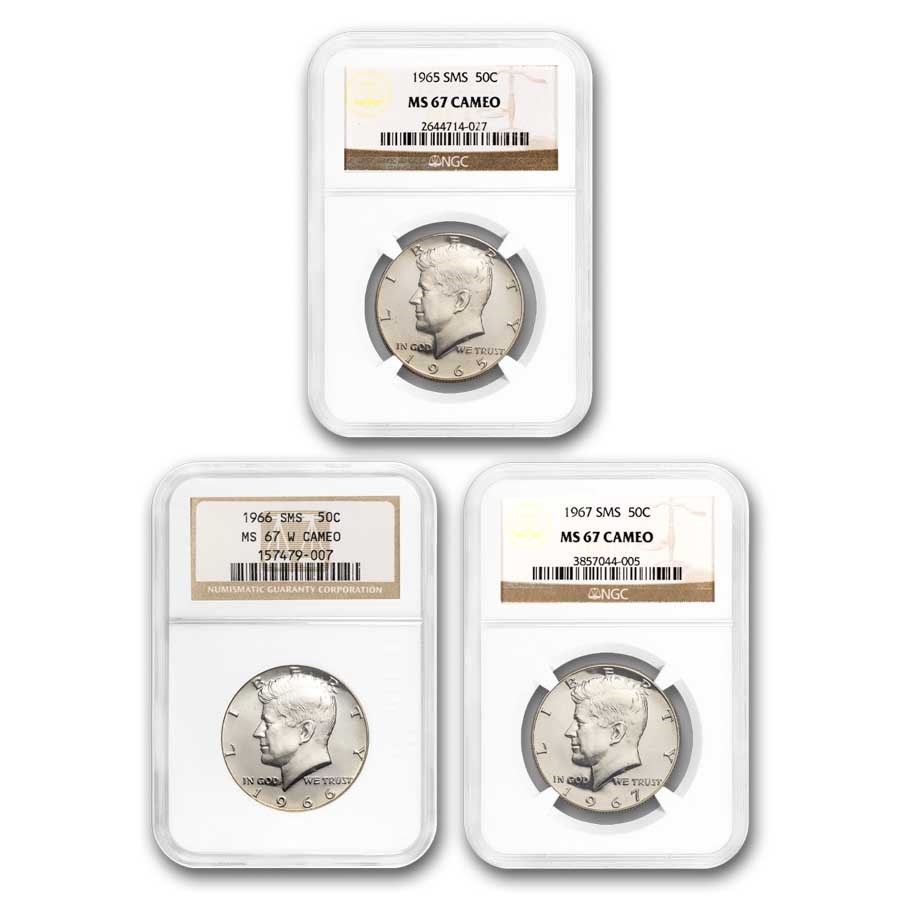 Buy 1965-1967 Kennedy Half Dollar SMS MS-67 CAM NGC (3 Coin Set) | APMEX