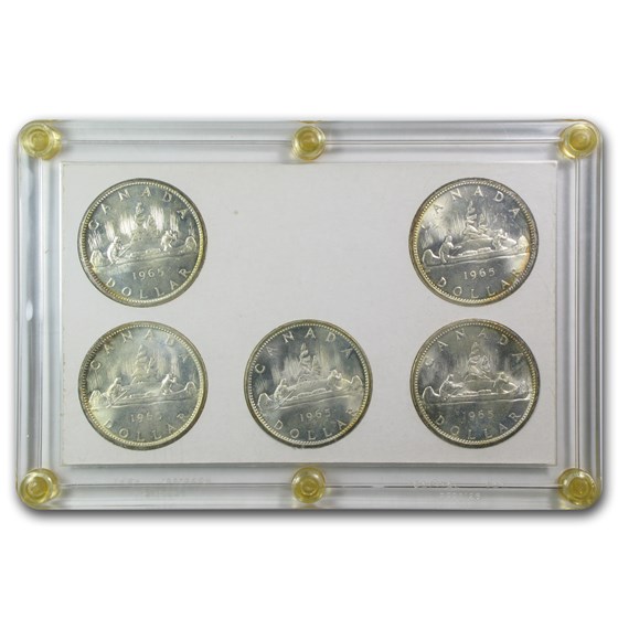 Buy 1965 Canada 5-Coin Silver Dollar Type Set BU/Prooflike | APMEX