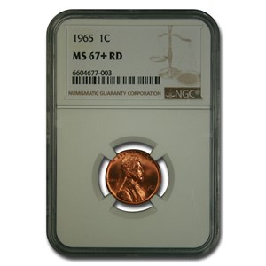 1965 Lincoln Cent MS-67+ NGC (Red)