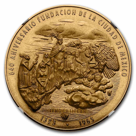 Buy 1965 Mexico Gold Medallic Founding Mexico City Ms 66 Ngc Apmex