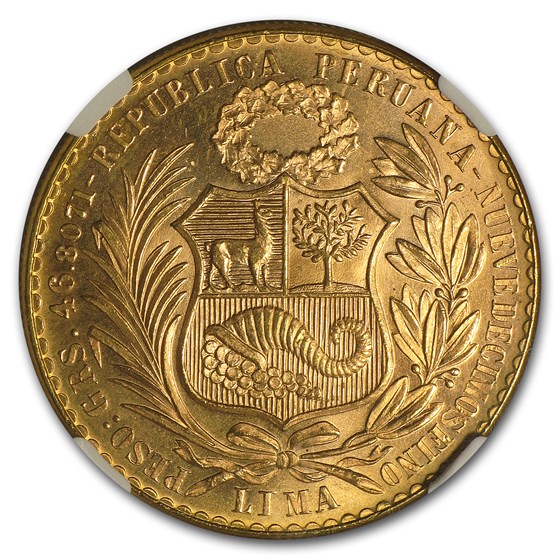 Buy 1965 Peru Gold Coin 100 Soles Liberty MS-65 NGC | APMEX
