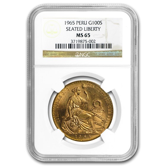 Buy 1965 Peru Gold Coin 100 Soles Liberty MS-65 NGC | APMEX