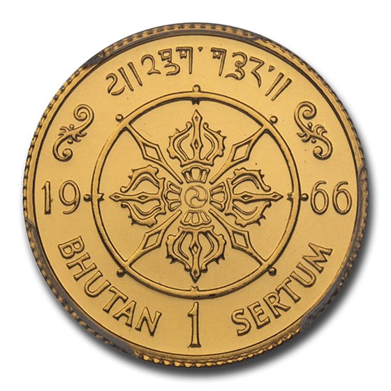 Buy 1966 Bhutan Gold 1 Sertum Jigme Wangchuck PR-68 CAM PCGS | APMEX
