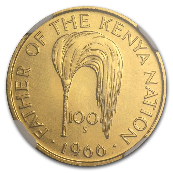 Buy 1966 Kenya Gold 100 Shillings President Kenyatta MS-66 NGC | APMEX
