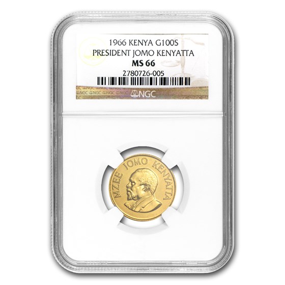Buy 1966 Kenya Gold 100 Shillings President Kenyatta MS-66 NGC | APMEX