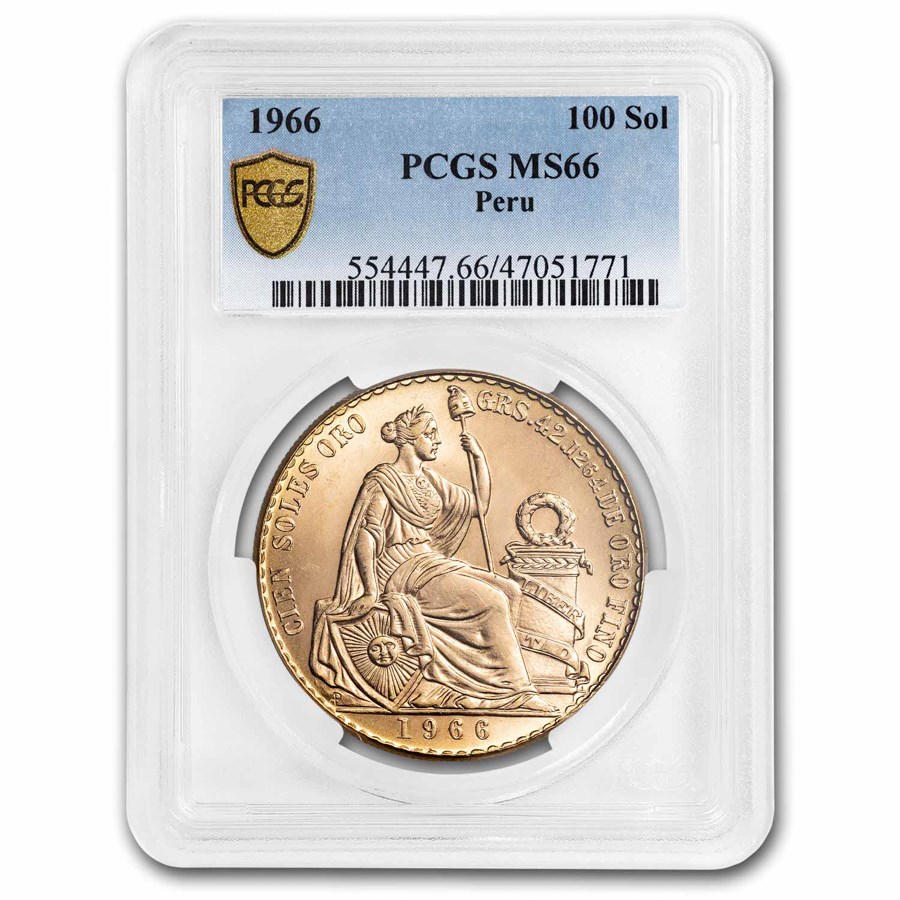 1966 Peru Gold 100 Soles Liberty MS-66 PCGS