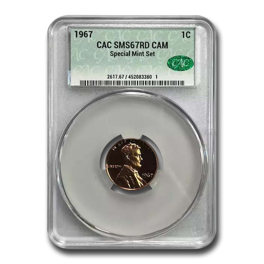 1967 Lincoln Cent SMS MS-67 Cameo CACG (Red)