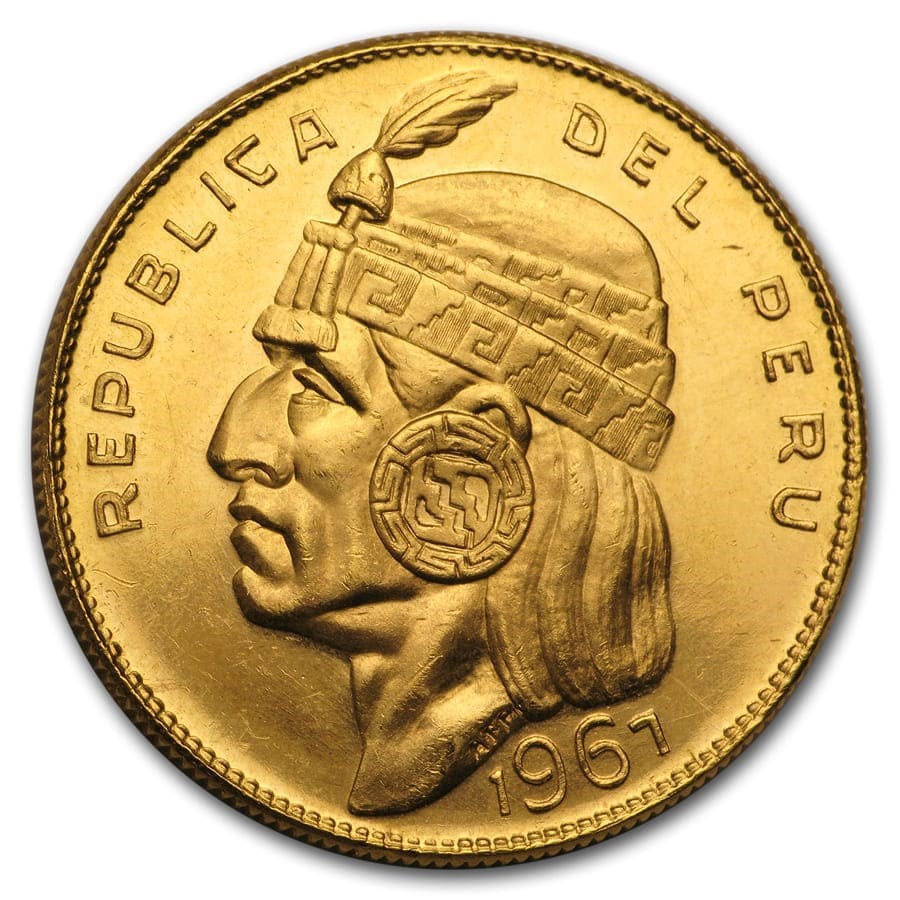 Buy 1967 Peru Gold 50 Soles Indian Head BU | APMEX