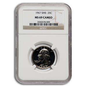 Buy 1967-S Washington Quarter MS-69 Cameo SMS | APMEX