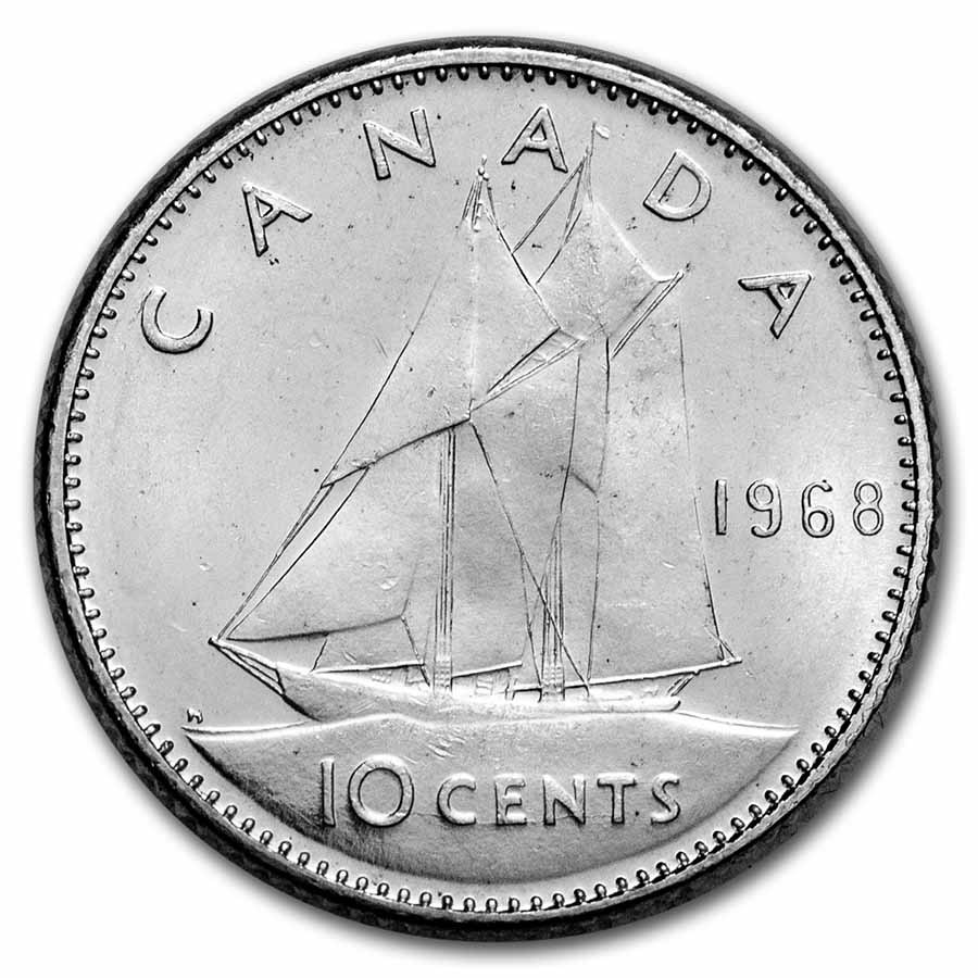 Buy 1968 Canada Silver 10 Cents Bluenose Sailboat BU/Prooflike | APMEX