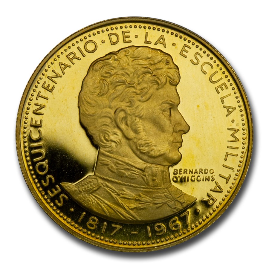 Buy 1968 Chile Gold 50 Pesos 150th Anniversary Militray Academy Proof ...