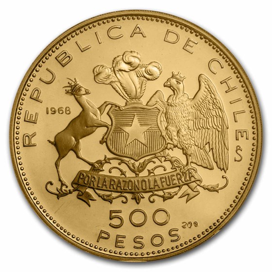Buy 1968 Chile Gold 500 Pesos 150th Anniversary of the Flag PF-67 NGC ...