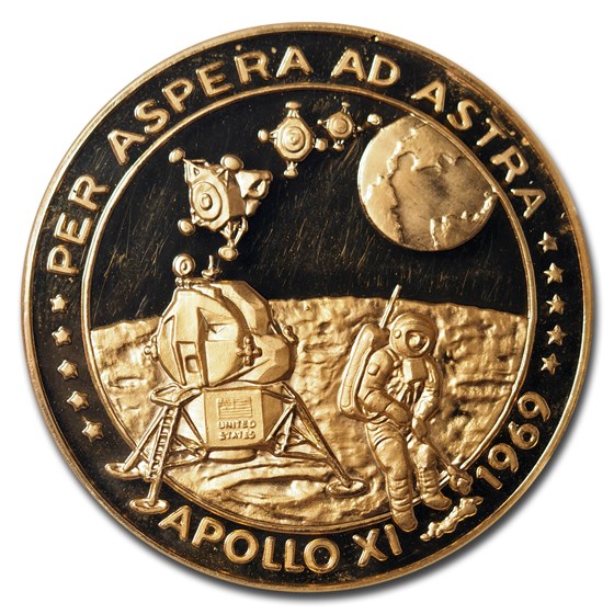 Buy 1969 Aldrin Armstrong Collins Gold Apollo 11 Medal PF-64 UCAM NGC ...