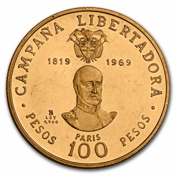 Buy 1969 Columbia Gold 100 Pesos Battle of Boyaca Proof | APMEX