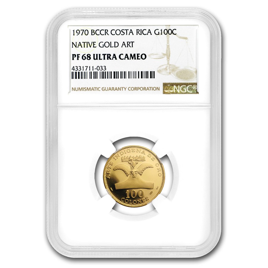 Buy 1970 Costa Rica Gold 100 Colones Indigenous Art of Gold PF-68 NGC ...